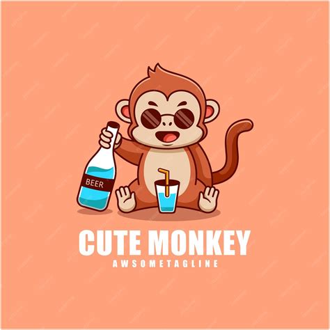 Premium Vector Cute Monkey Character Mascot Design
