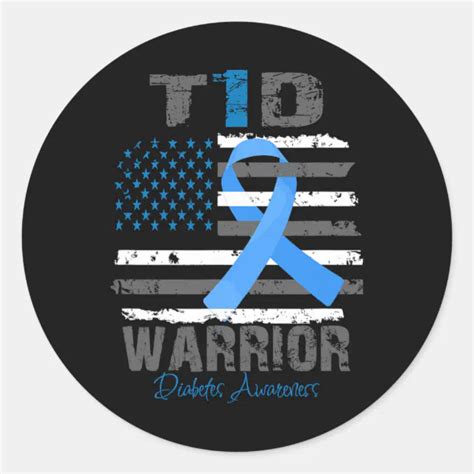 World Diabetes Awareness Blue Ribbon T1d Warrior T Classic Round