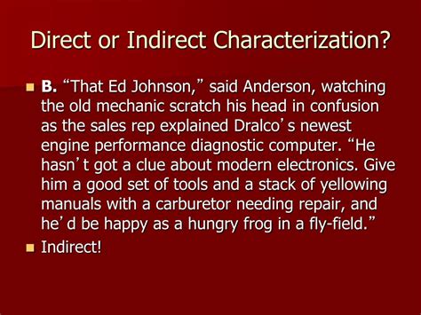 Ppt Direct Vs Indirect Characterization Powerpoint Presentation Free Download Id 3961262