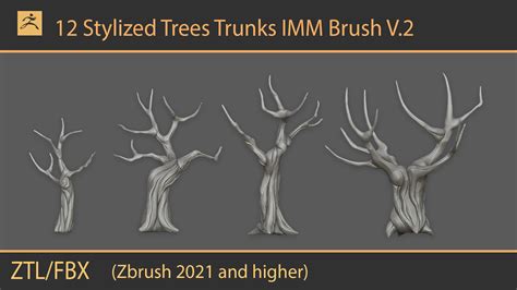 Artstation Stylized Trees Trunks Imm Brush V2 Brushes