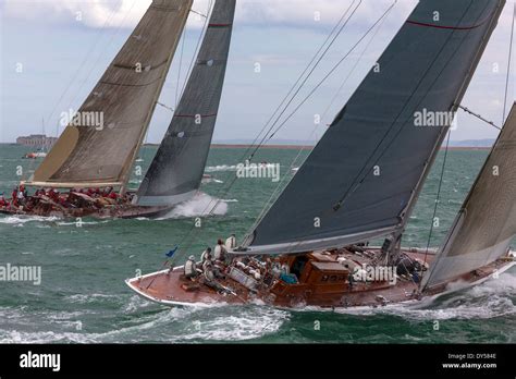 J Class Yachts Ranger J5 And Velsheda K7 Power Towards The