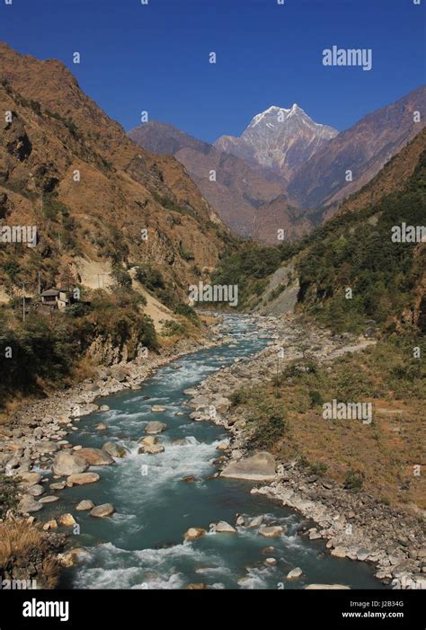 Kali Gandaki River And Mount Nilgiri Landscape In The Annapurna