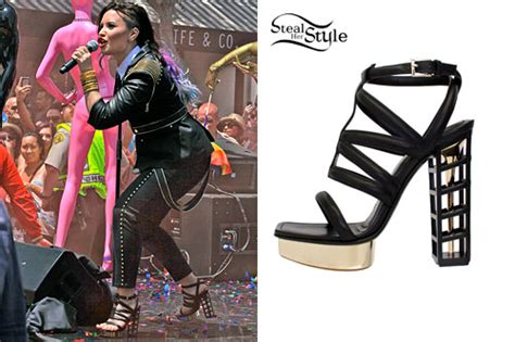Demi Lovato Cage Heeled Platform Sandals