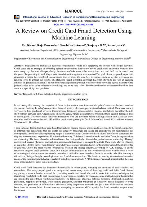 PDF A Review On Credit Card Fraud Detection Using Machine Learning