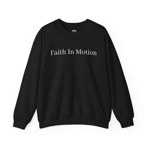 White Text Faith In Motion Crewneck Basic Line Cog Fit