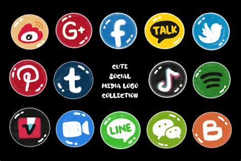 Cute Hand Drawn Social Media Icon Logo Graphic By Fathurmutiah