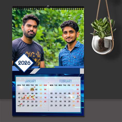 2026 Personalized Wall Calendar 6 Pages Photo Calendar 12×18 Inch