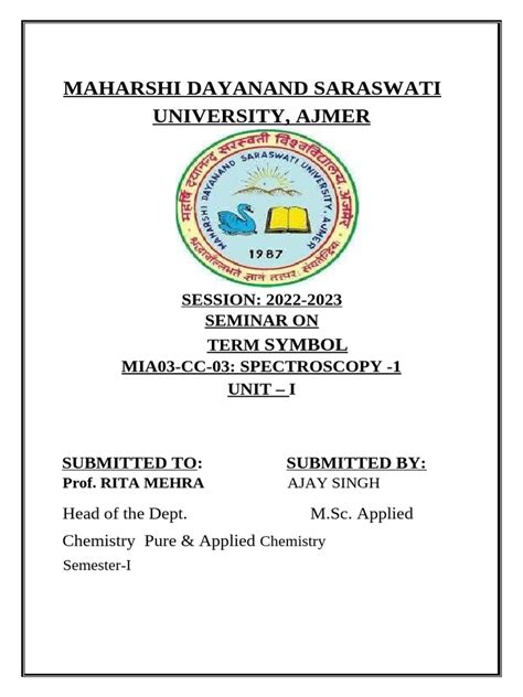 Term Symbol Chemistry Pdf Atomic Orbital Spin Physics