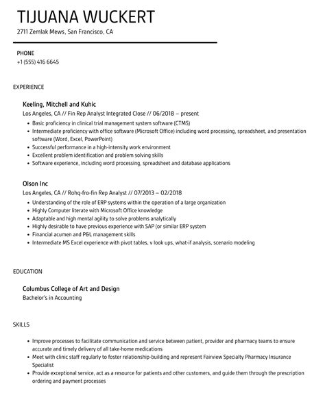 Fin Rep Analyst Resume Samples Velvet Jobs