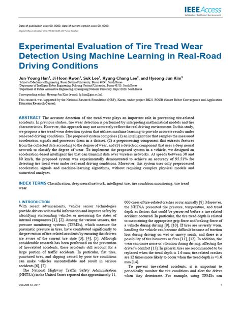 Experimental Evaluation Of Tire Tread Wear Detecti Pdf