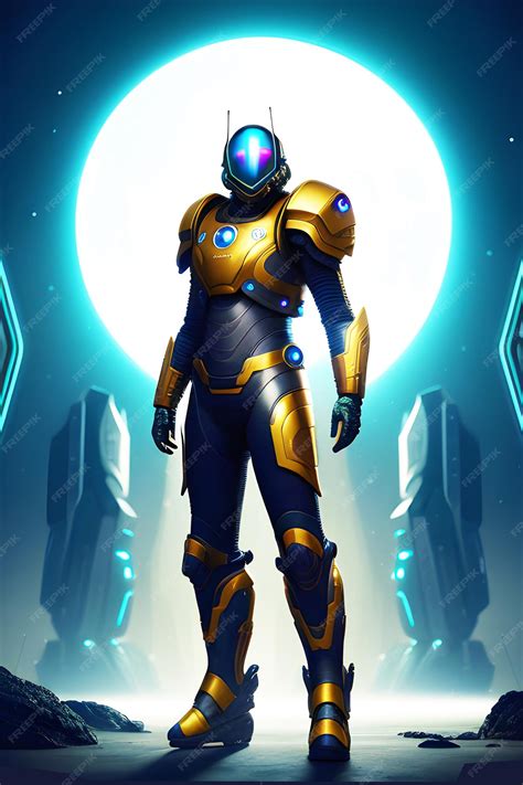 Premium Ai Image Alien Scout With High Tech Armor And Reciever Antennas On The Helmet