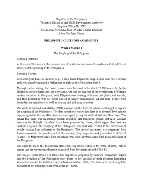 Module Indigenous Community Pdf Philippines Ethnic Groups