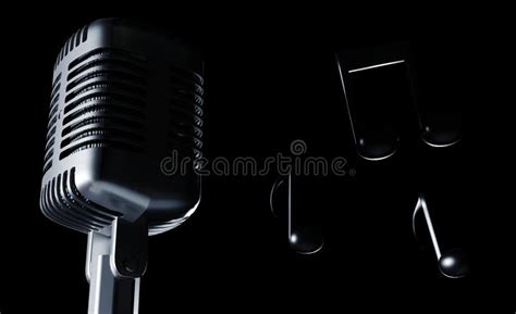 Bidirectional Microphone With Music Notes Stock Illustration