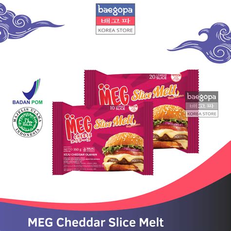 Jual Meg Cheese Keju Cheddar Slice Melt 20 Lembar Halal Easy Melt Chedar Shopee Indonesia
