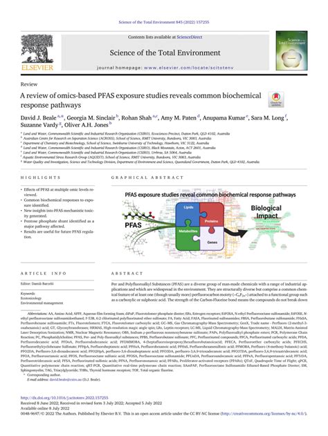 Pdf A Review Of Omics Based Pfas Exposure Studies Reveals Common