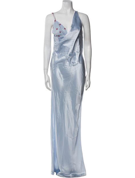 Givenchy Satin Long Dress Blue Dresses Clothing Giv250943 The