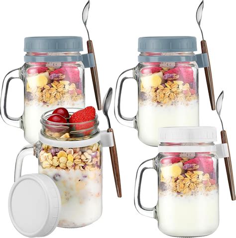 Jinei 4 Pcs 16oz Overnight Oats Containers With Lids