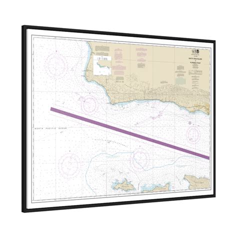 Santa Cruz Island To Purisima Point Nautical Chart 18721 Floating Frame Canvas · Chart Mugs