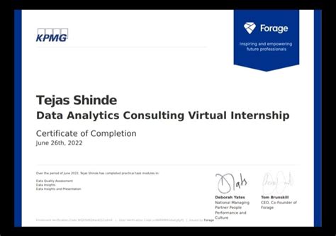 Tejas Shinde On Linkedin Internship Tableau Dataanalytics Kpmg