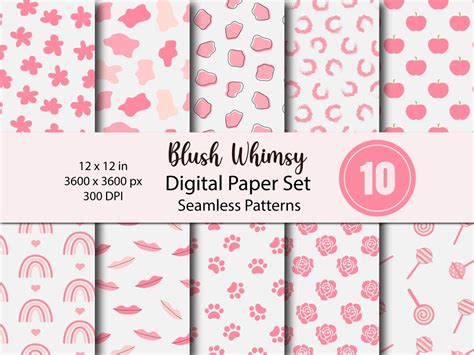 Pink Aesthetic Pattern Pack Cute Girly Digital Paper Kawaii