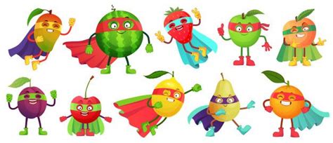 Superhero Fruit Apple Berry And Orange In Hero Cape Costume