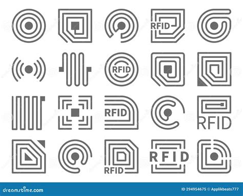 Rfid Icons Radio Tagging Chips Identification Wireless Semiconductors Shopping Frequency Vector