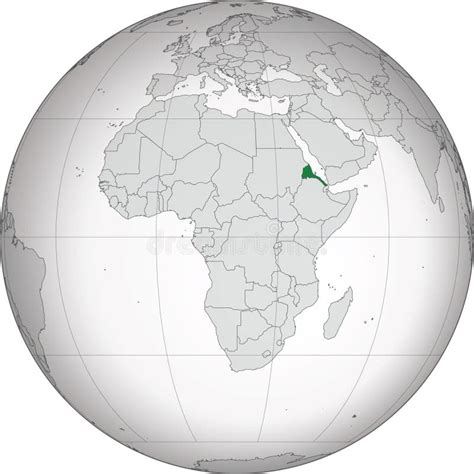 National Map Of Eritrea Inside African Continent Stock Vector