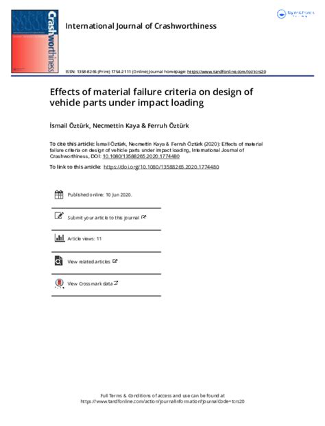 Pdf Effects Of Material Failure Criteria On Design Of Vehicle Parts