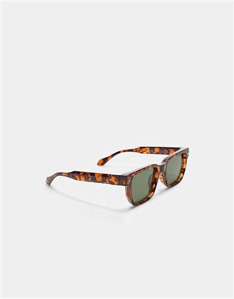 Stradivarius Tortoiseshell Rectangular Sunglasses In Brown Asos