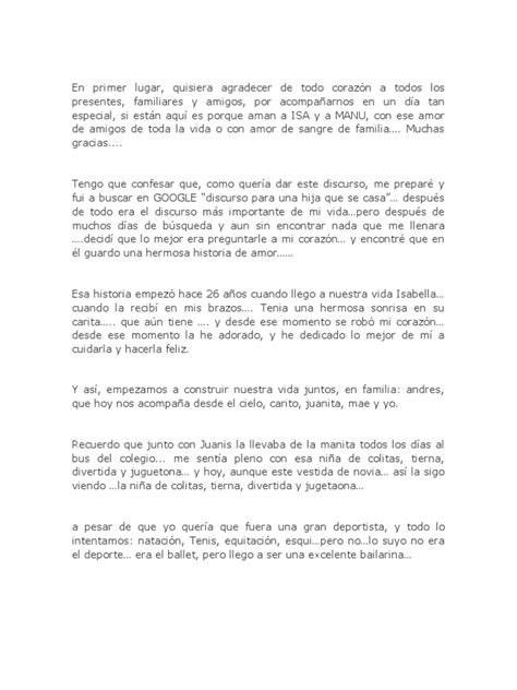 Discurso Emotivo De Boda Para Hija Pdf Amor