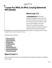 C Loops For While Do While Looping Statements With Example Pdf C Loops For While Do While