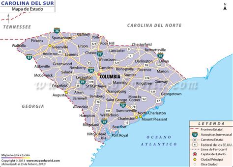 El Mapa Del Estado De Carolina Del Sur Estados Unidos De America