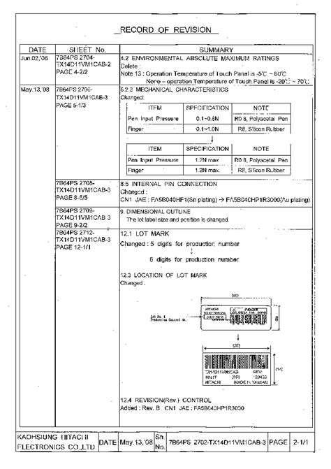 Hitachi Tx14d11vm1cab Lcdpanel Datasheet Service Manual Download