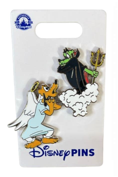 Disney Parks Pluto Angel And Devil Set Pin New With Card I Love