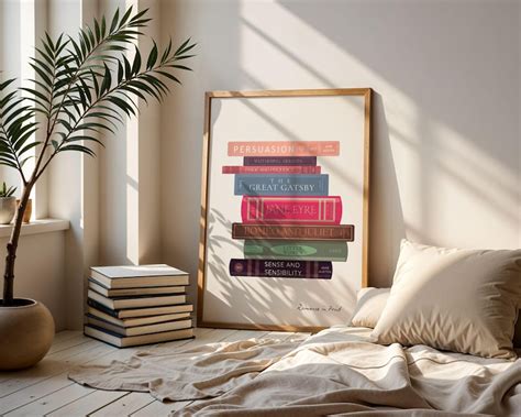 Impresión De Libros Clásicos Románticos Arte Mural De Historias De Amor Atemporales