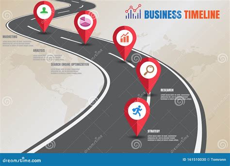 Business Road Map Timeline Infographic Vector Illustration Stock