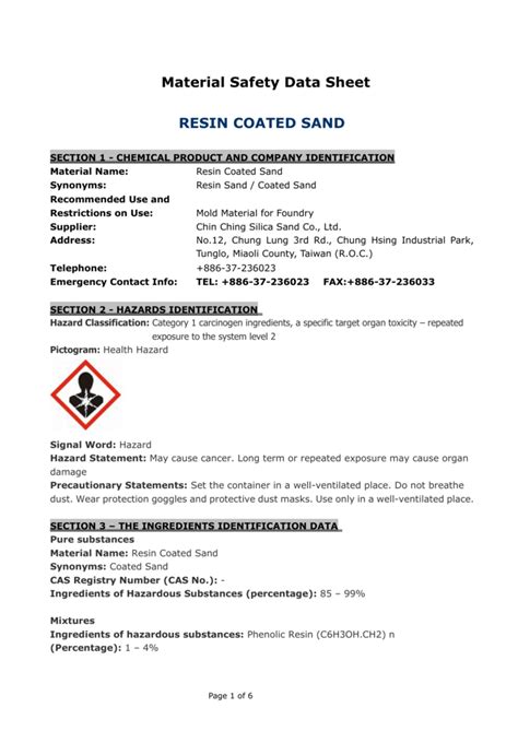 Material Safety Data Sheet
