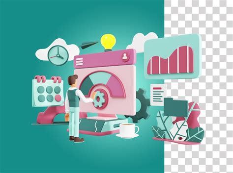 Premium Psd Seo Dashboard Analysis 3d Illustration