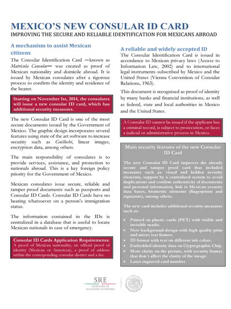 New Features Of Mexicos Consular Id Card Pdf Identity Document