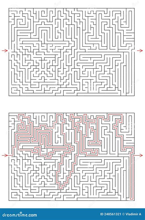 Big Vector Rectangular Labyrinth With Entry And Exit Difficulty Level Hard Maze With