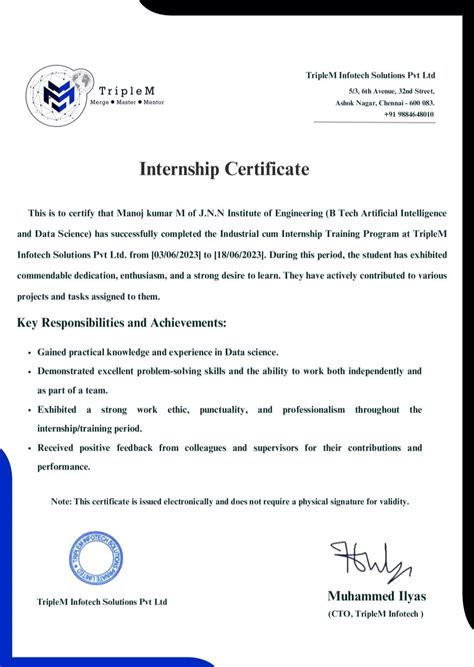 Manoj Kumar On Linkedin Internship Triplem Datascience