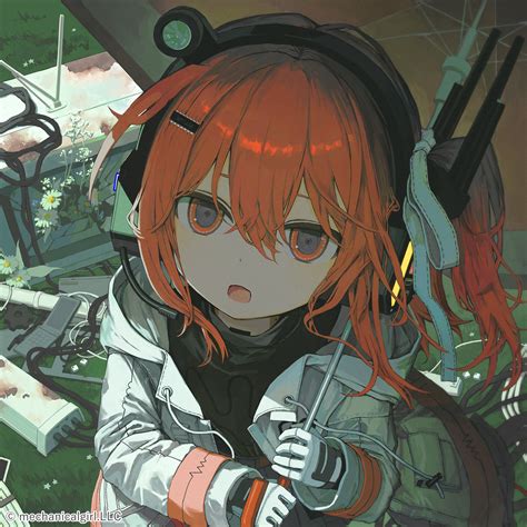 A Young Woman With Orange Hair Wearing Headphones And A Jacket Is