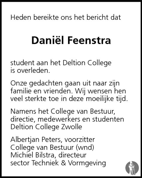 Daniël Christian Feenstra 12 06 2010 Overlijdensbericht En Condoleances Mensenlinq Nl