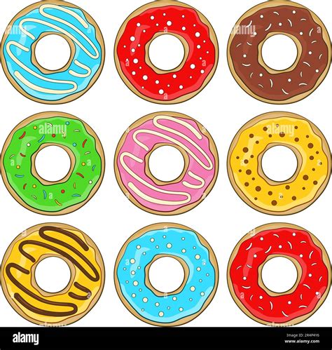 Set Of Colorful Donuts Vector Illustration Stock Vector Image And Art