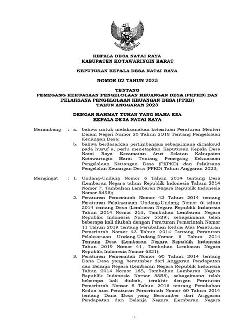 Sk 02 Pkpkd Dan Ppkd Ta 2023 Pdf Pengelolaan Keuangan And Uang