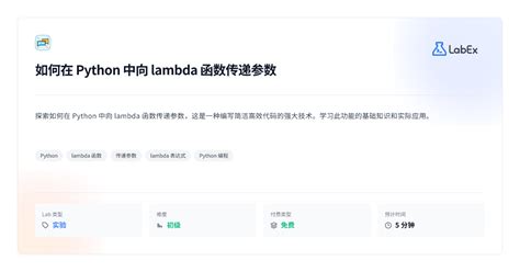 如何在 Python 中向 Lambda 函数传递参数 Labex 如何在 Python 中向 Lambda 函数传递参数 Labex