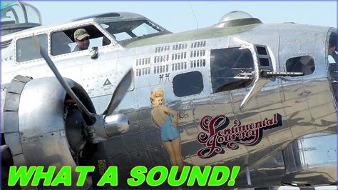 Full Start Up And Take Off Of The B 17 Sentimental Journey Raw Engine Sound No Music Youtube