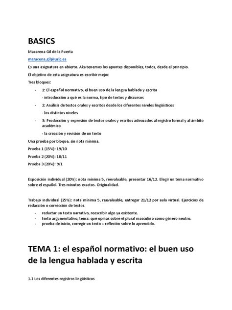 Norma Y Uso Del Español Ojeda Pdf Coma Ciencia Cognitiva