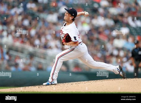 Minnesota Twins Starting Pitcher Kenta Maeda 18 Throws A Pitch In The