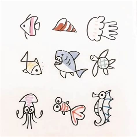 Amozeshenaghashii On Instagram نقاشی آبزیان با اعداد 🐠🐬🐙🦂🐳🐚🐌 نظرتون چیه؟؟ از یک تا ده چه